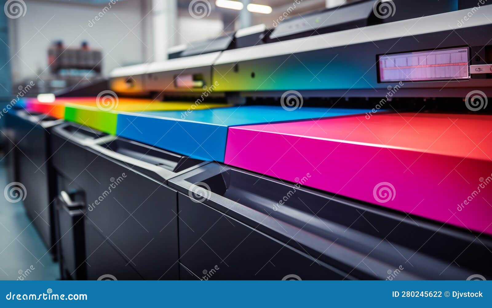 Modern Factory Machinery in Blue and Multi Colored Variations Working ...