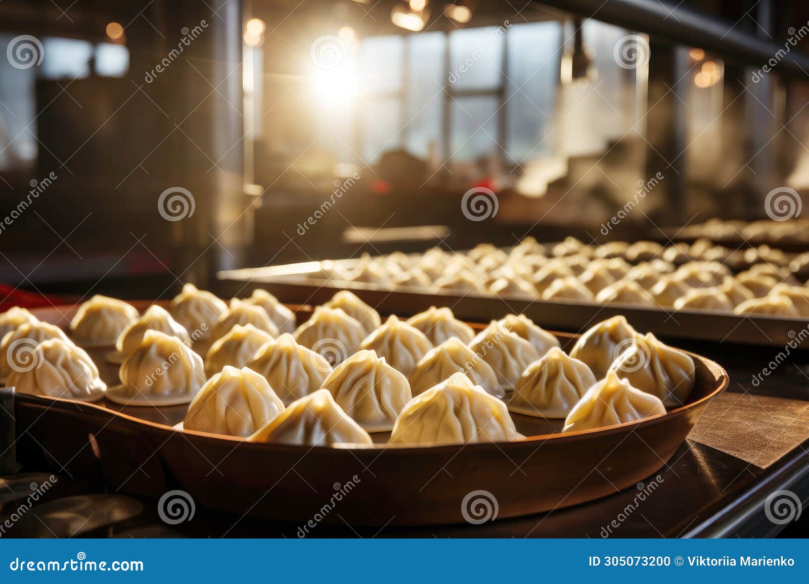 Modern Factory Producing Fresh Dumplings Stock Illustration ...