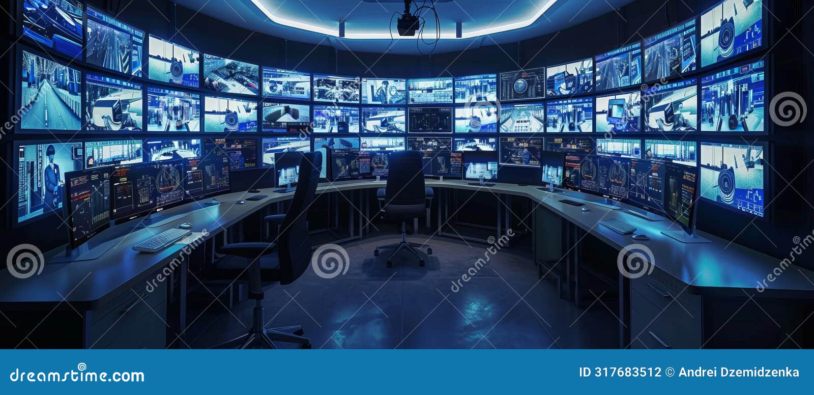 4.0 Modern Factory Security Control Room with Multiple Monitors ...