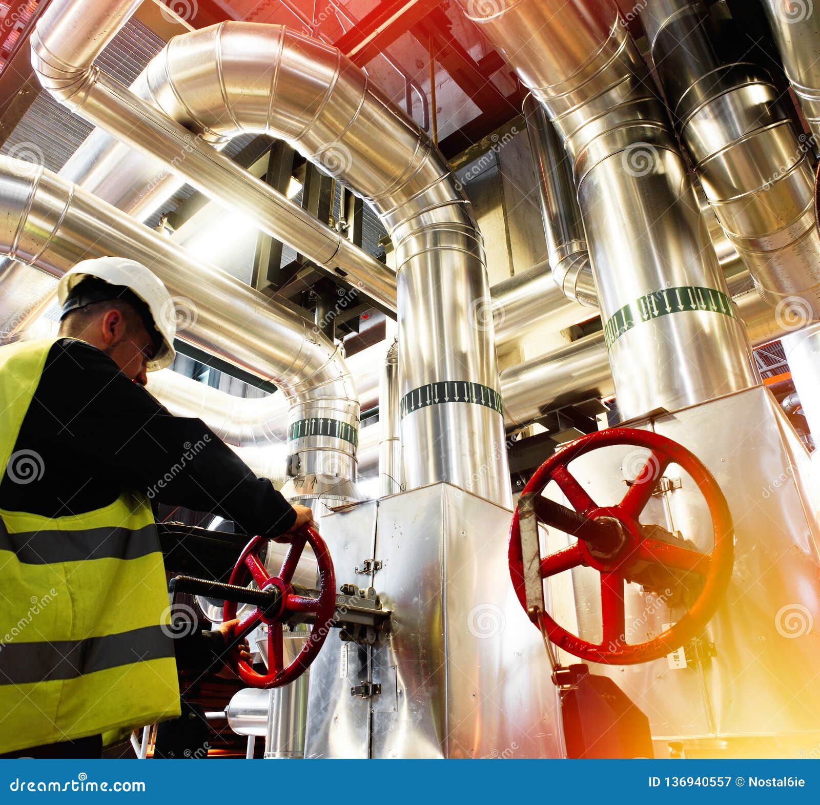 Factory Worker Turning Valve Stock Image - Image of plant, fuel: 136940557