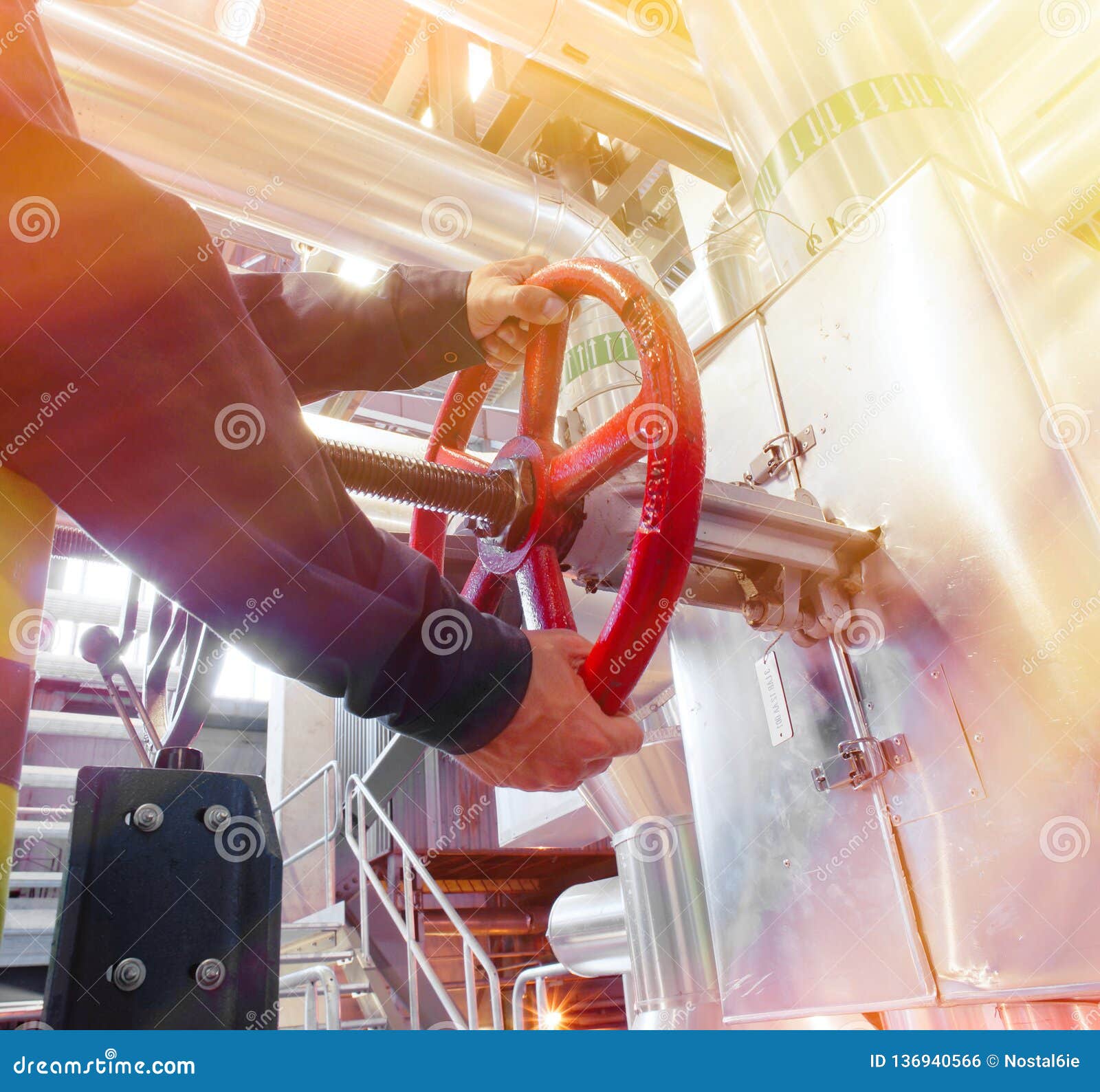 Factory Worker Turning Valve Stock Photo - Image of gate, gasoline ...