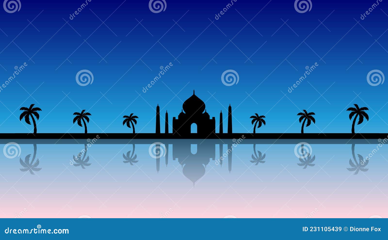 A Modern Fairytale Background Silhouette in Blue Stock Illustration ...