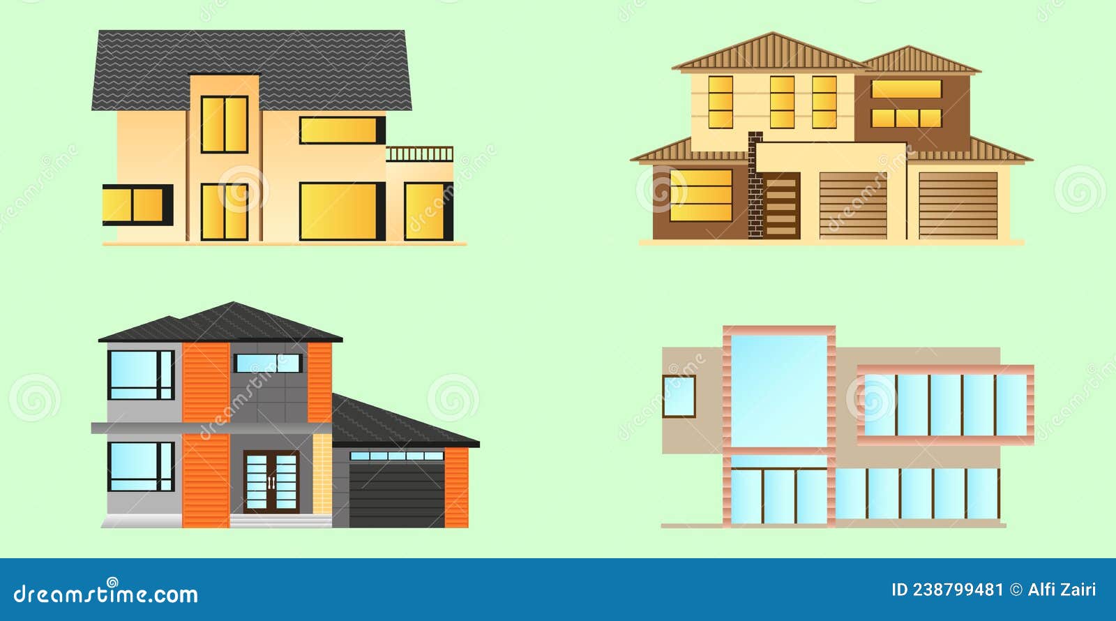 Modern fancy house set stock vector. Illustration of home - 238799481