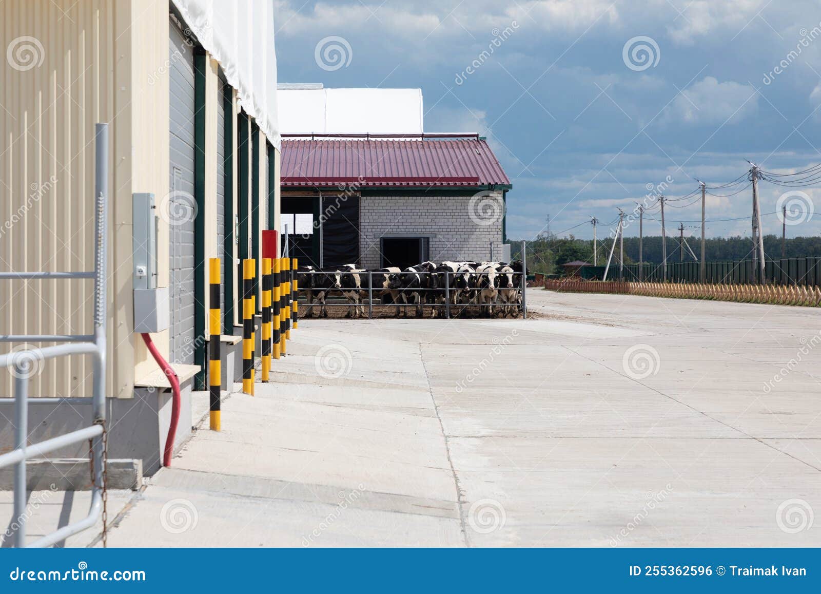 Modern Farm Building with a Platform of Concrete in Front of it Stock ...