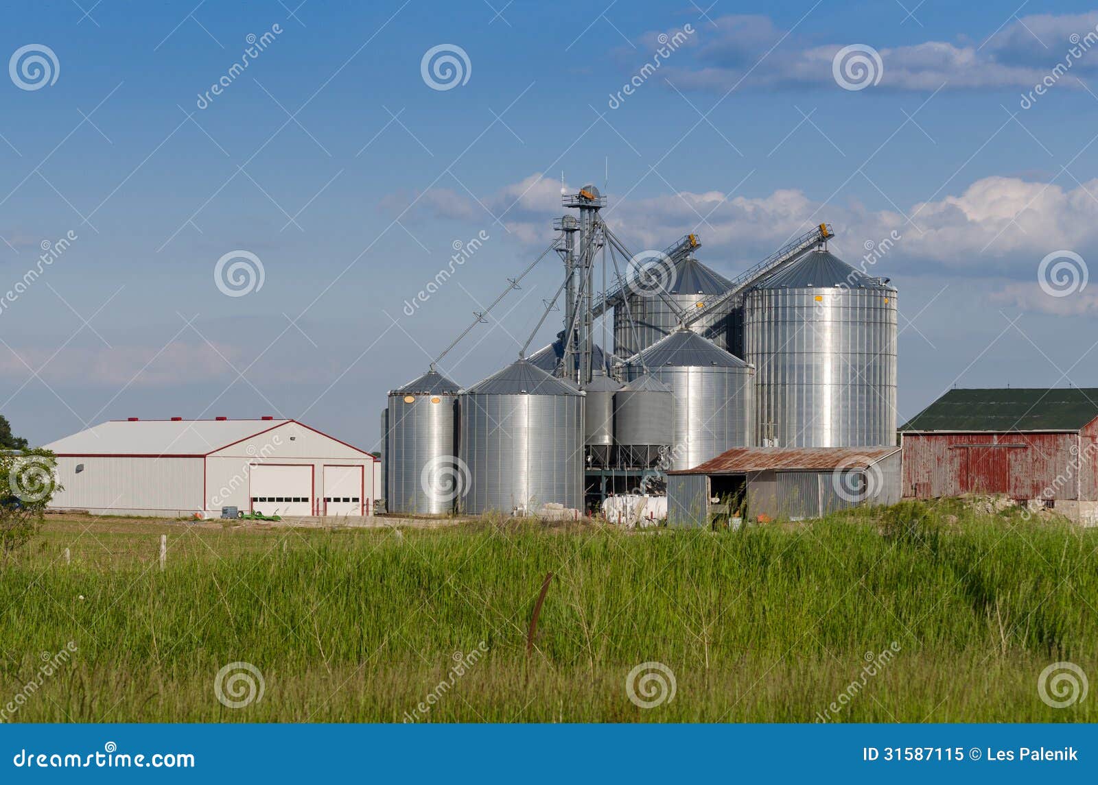 Modern farm silo stock image. Image of barn, farm, clouds - 31587115