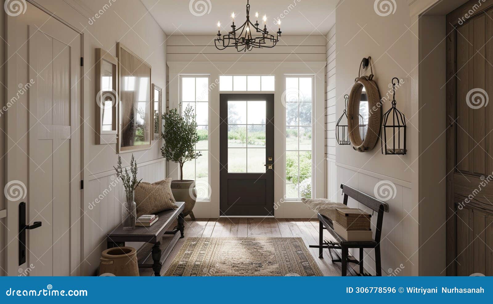 Modern Farmhouse Entryway, Farmhouse Interior. Generative Ai Stock ...