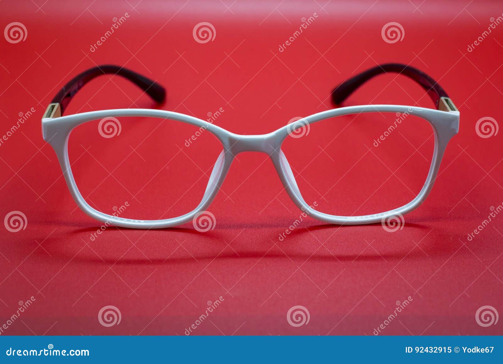 Modern Fashionable Spectacles on Red Background. Stock Image - Image of ...