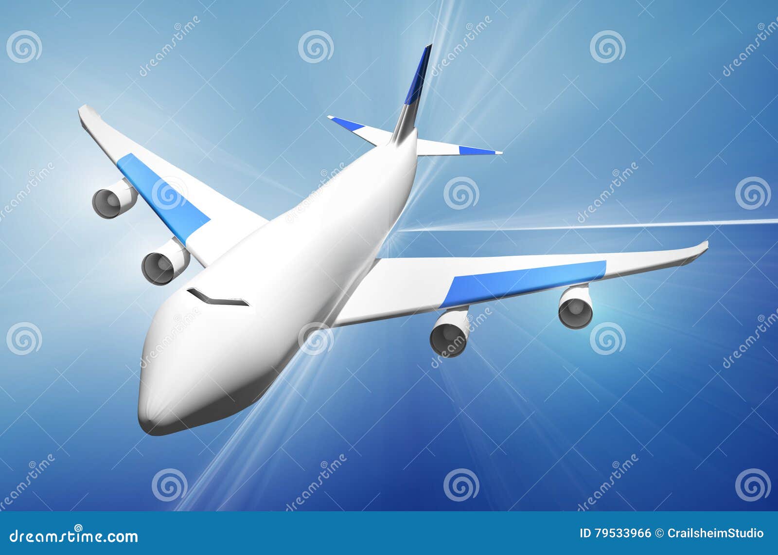 Modern Fast Airplane 3D Render Stock Illustration - Illustration of ...