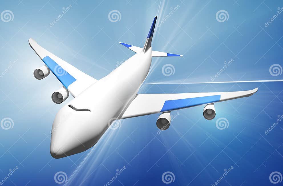 Modern Fast Airplane 3D Render Stock Illustration - Illustration of ...