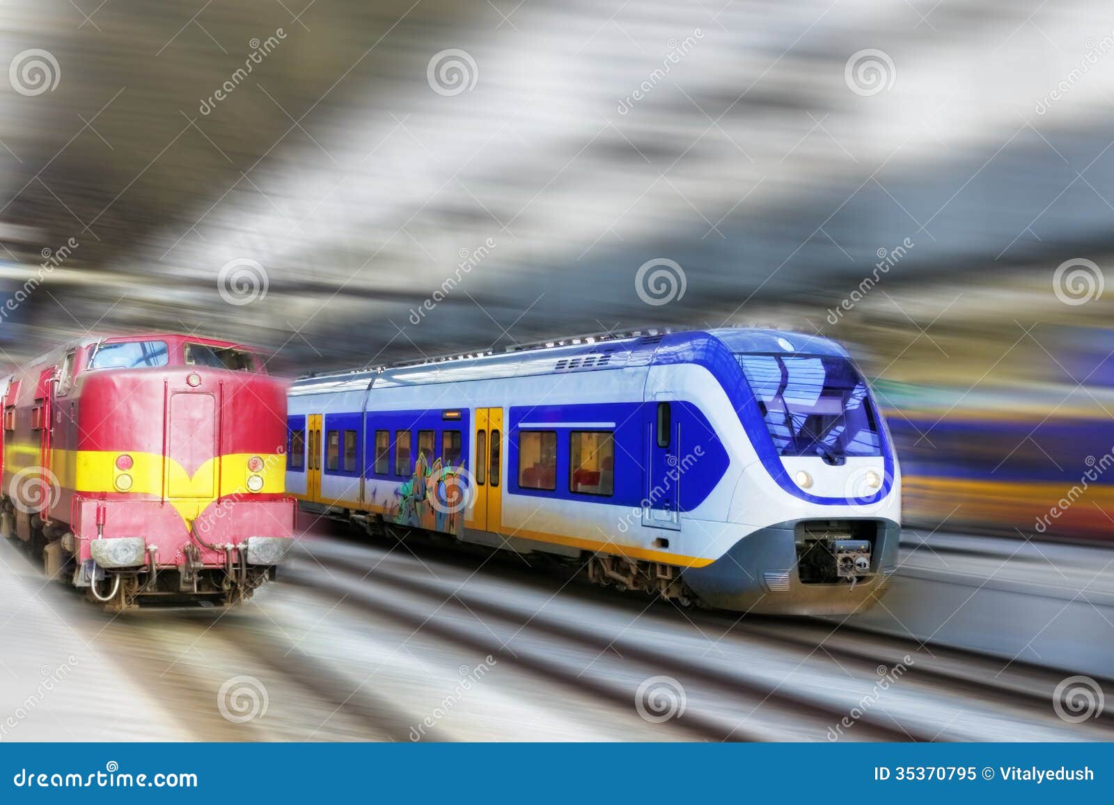 Modern Fast Passenger Train. Motion Effect Stock Image - Image of ...