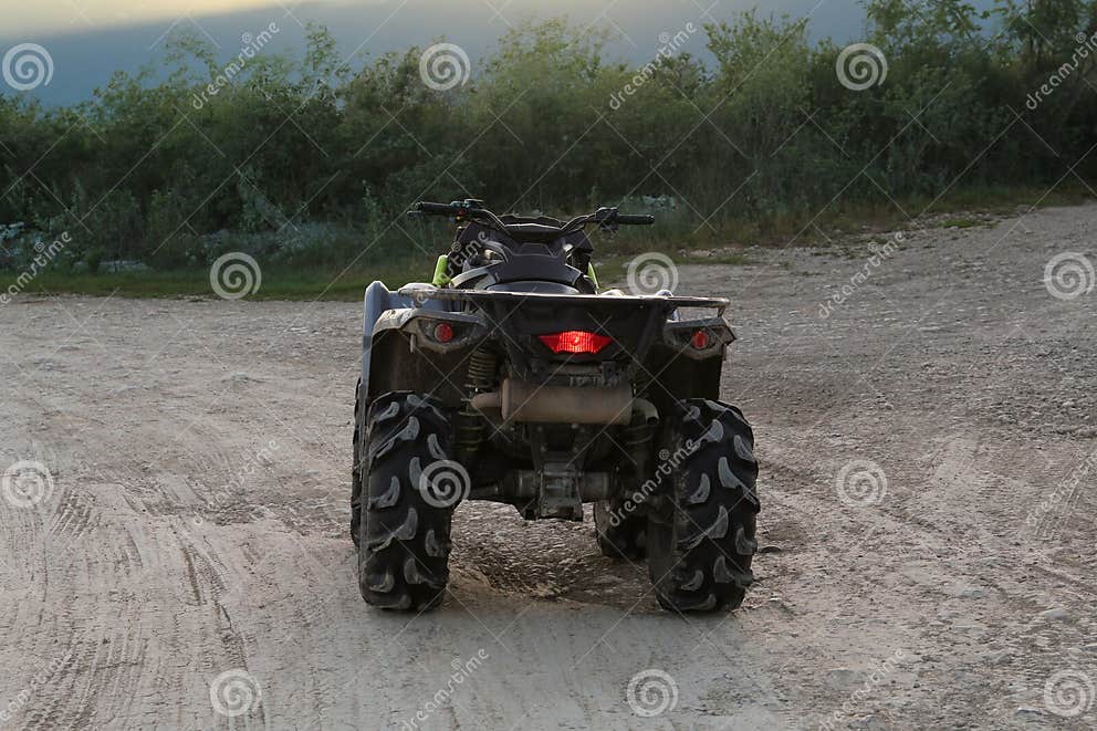 Modern Fast Quad Bike on Pathway Outdoors Stock Image - Image of nature ...