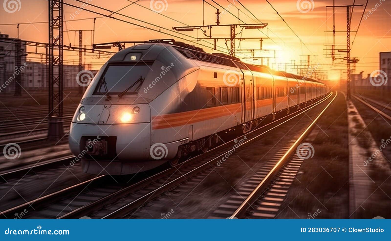 Modern Fast Train is Going To the Destination Stock Illustration ...