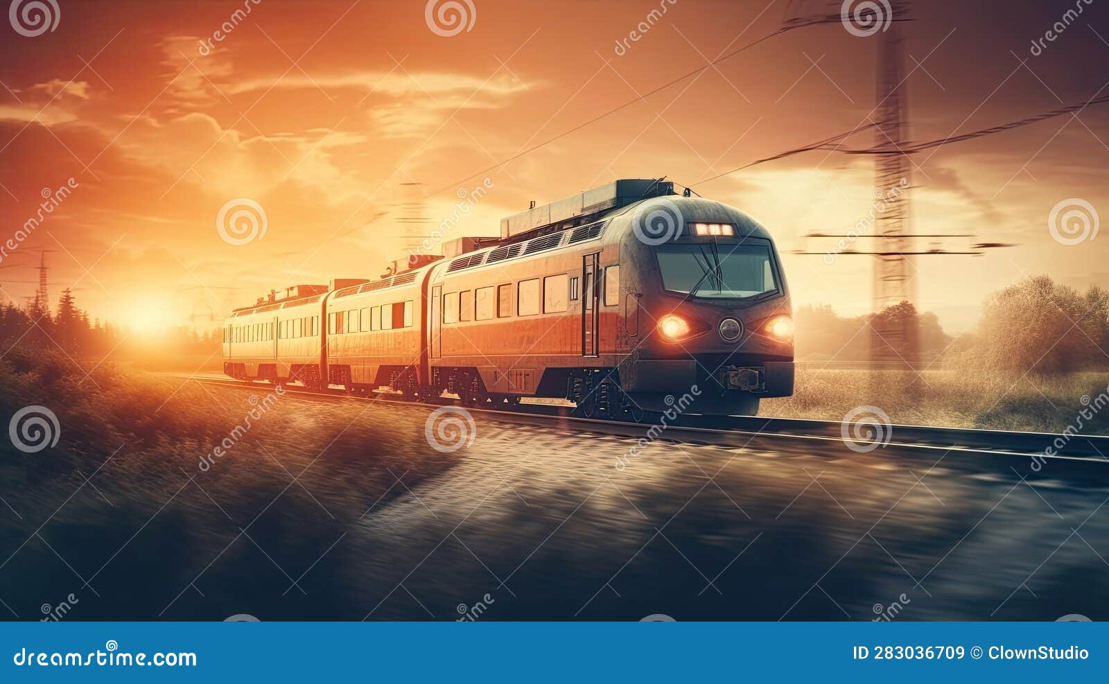 Modern Fast Train is Going To the Destination Stock Illustration ...