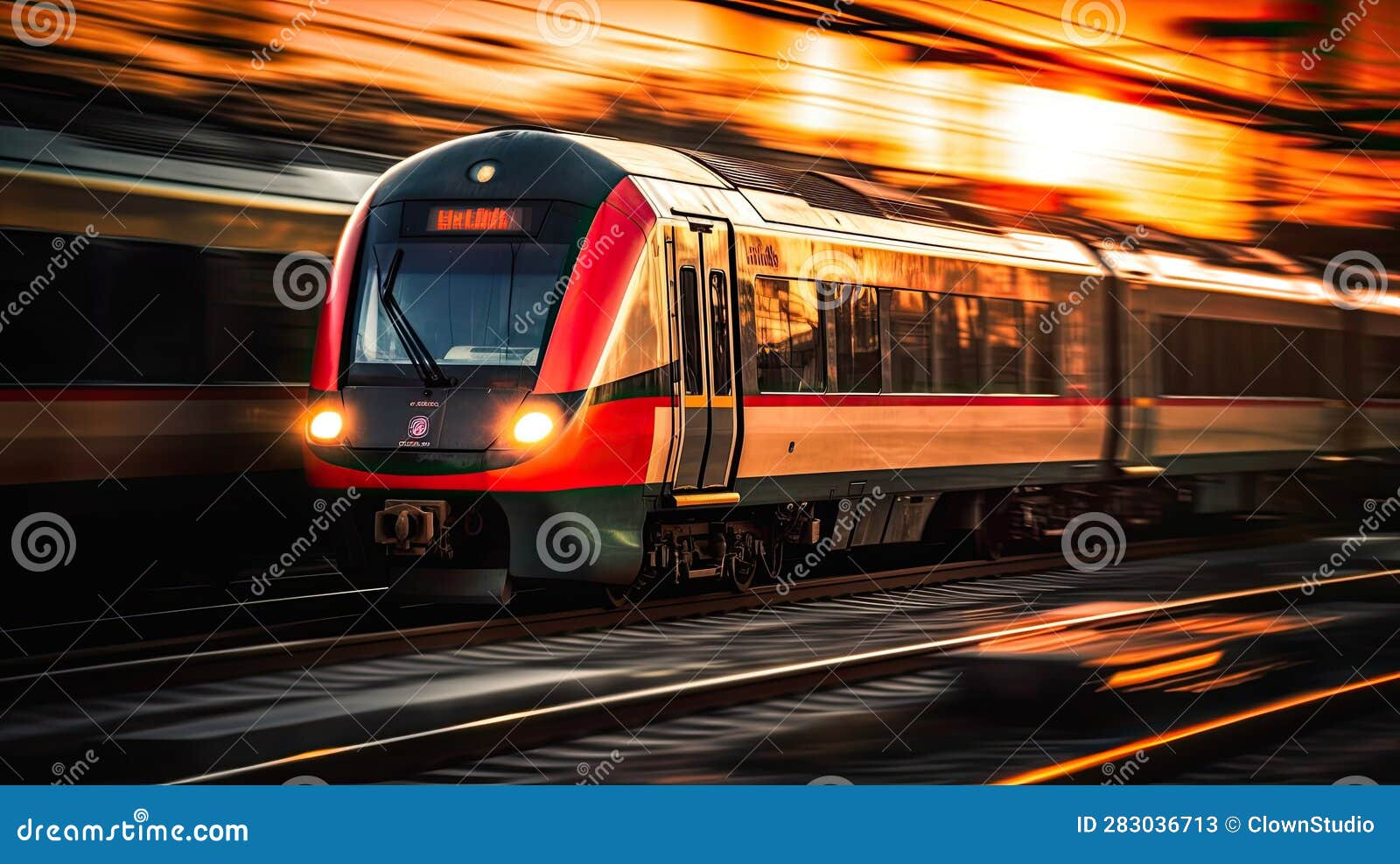 Modern Fast Train is Going To the Destination Stock Illustration ...