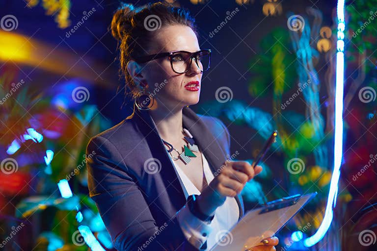Modern Female with Clipboard in Virtual Reality Stock Photo - Image of ...