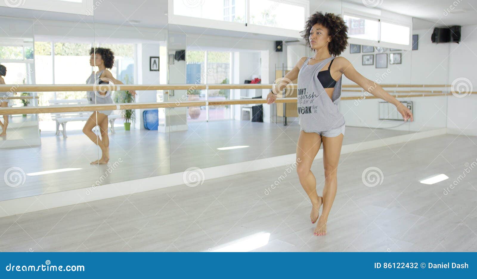 Modern Female Dancer in Bright Studio Practicing Stock Photo - Image of ...