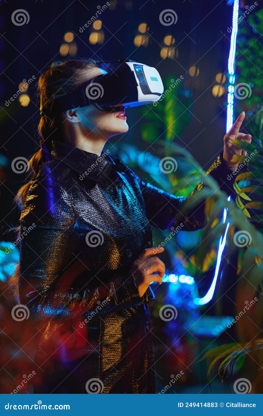 Female in Virtual Reality in Vr Headset Exploring Stock Image - Image ...
