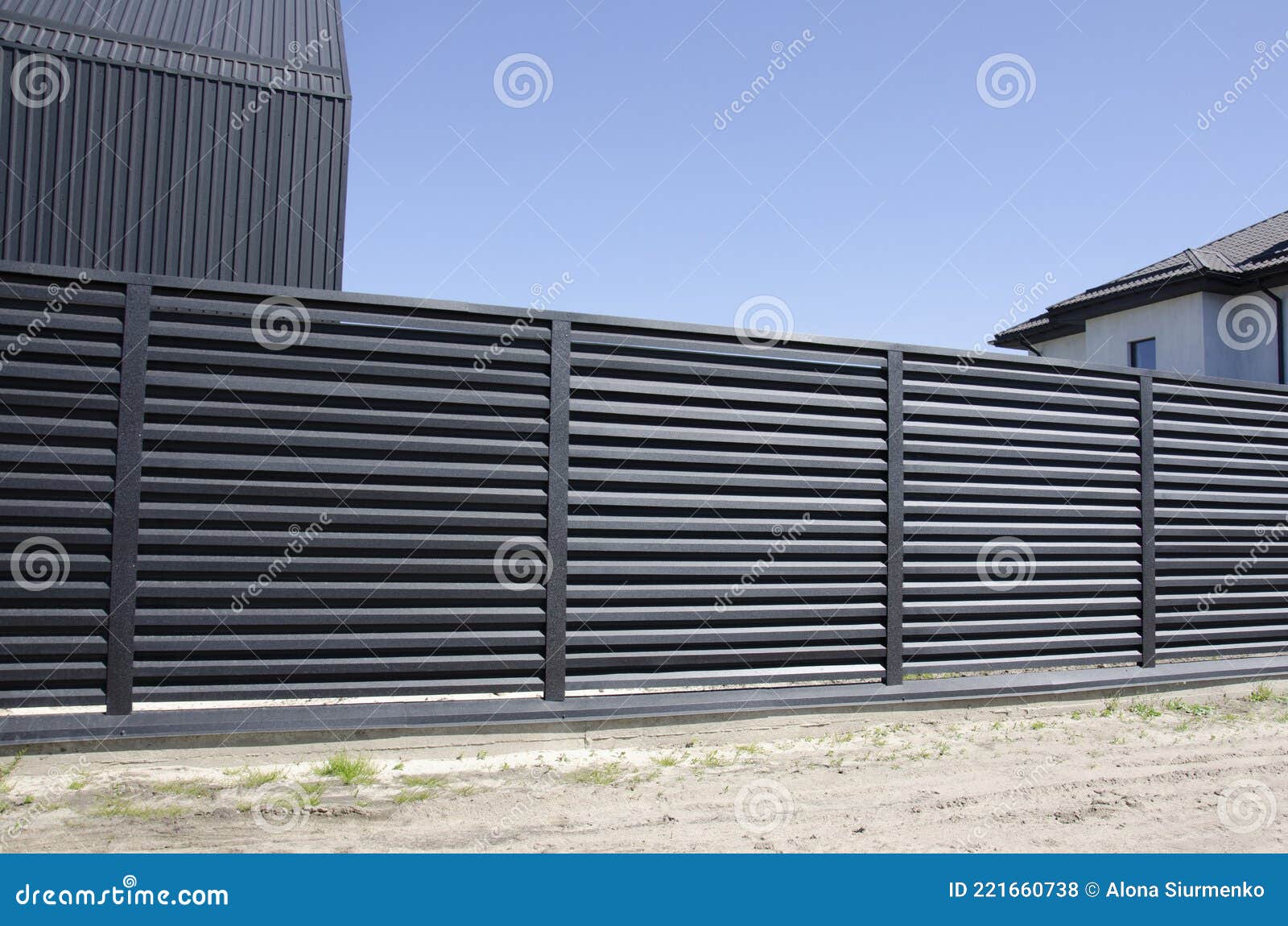 Modern Fence with Metal Shutters Stock Photo - Image of louver ...