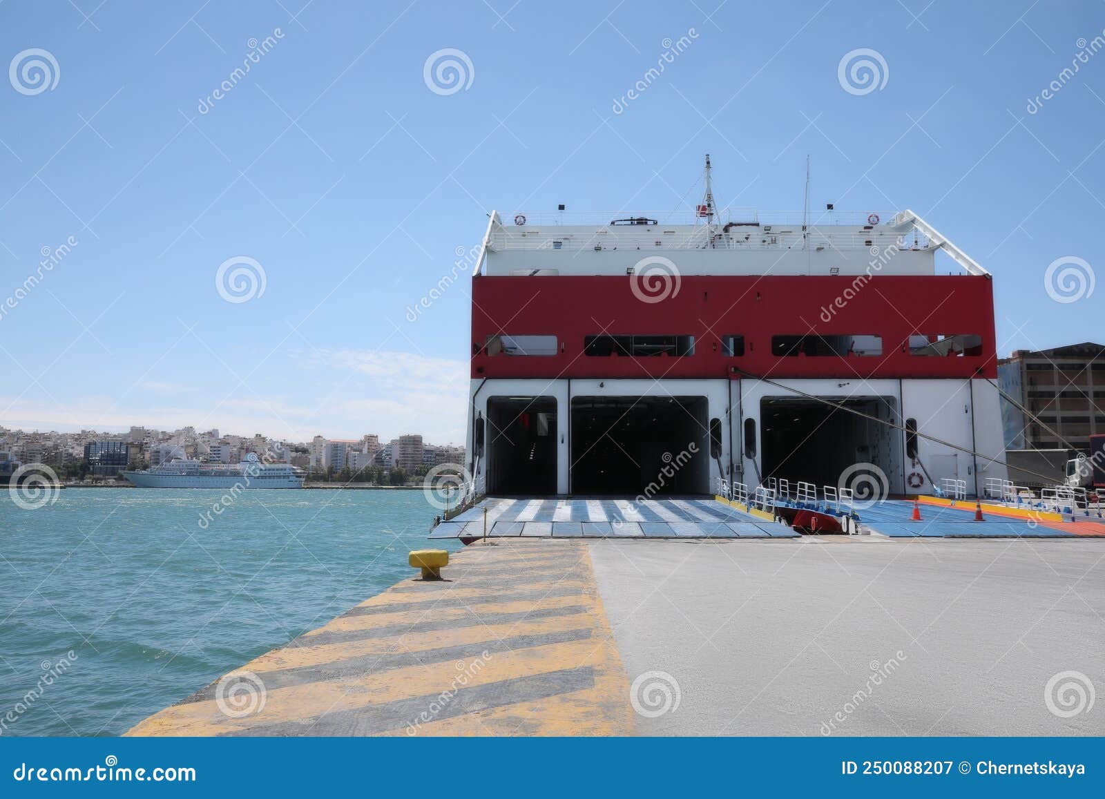 Modern Ferry in Sea Port on Sunny Day Editorial Photography - Image of ...