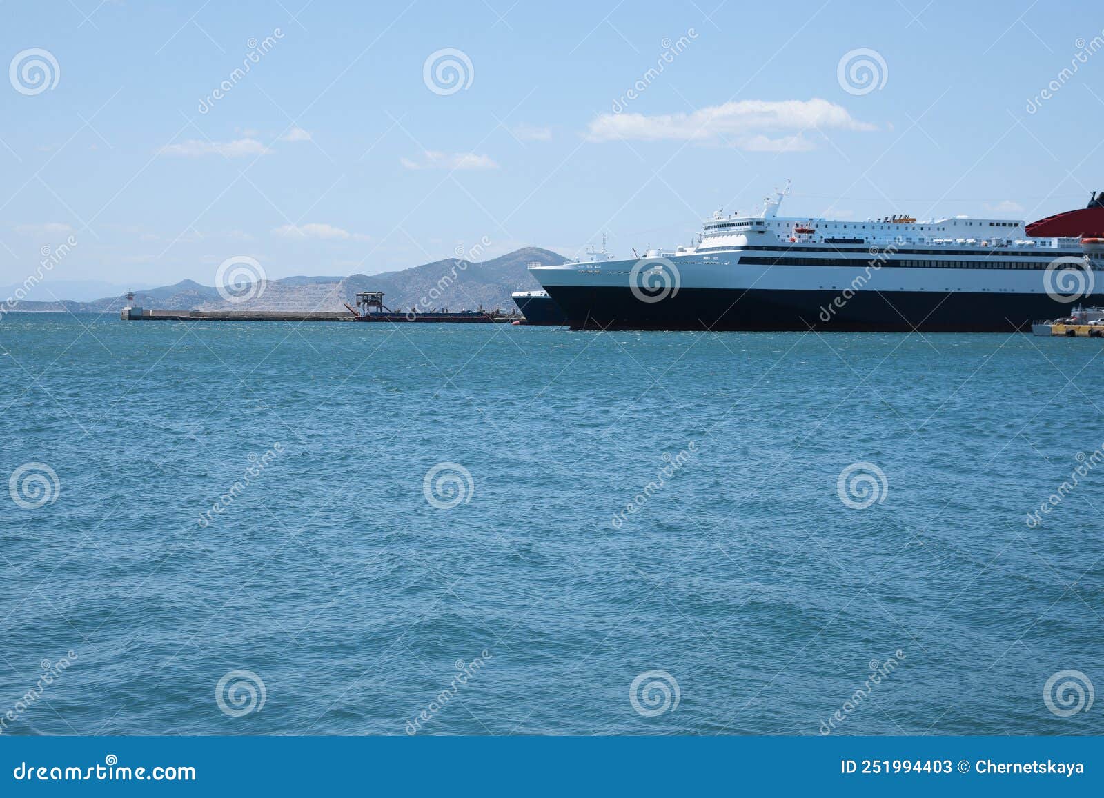Modern Ferry in Sea Port on Sunny Day Stock Image - Image of ...