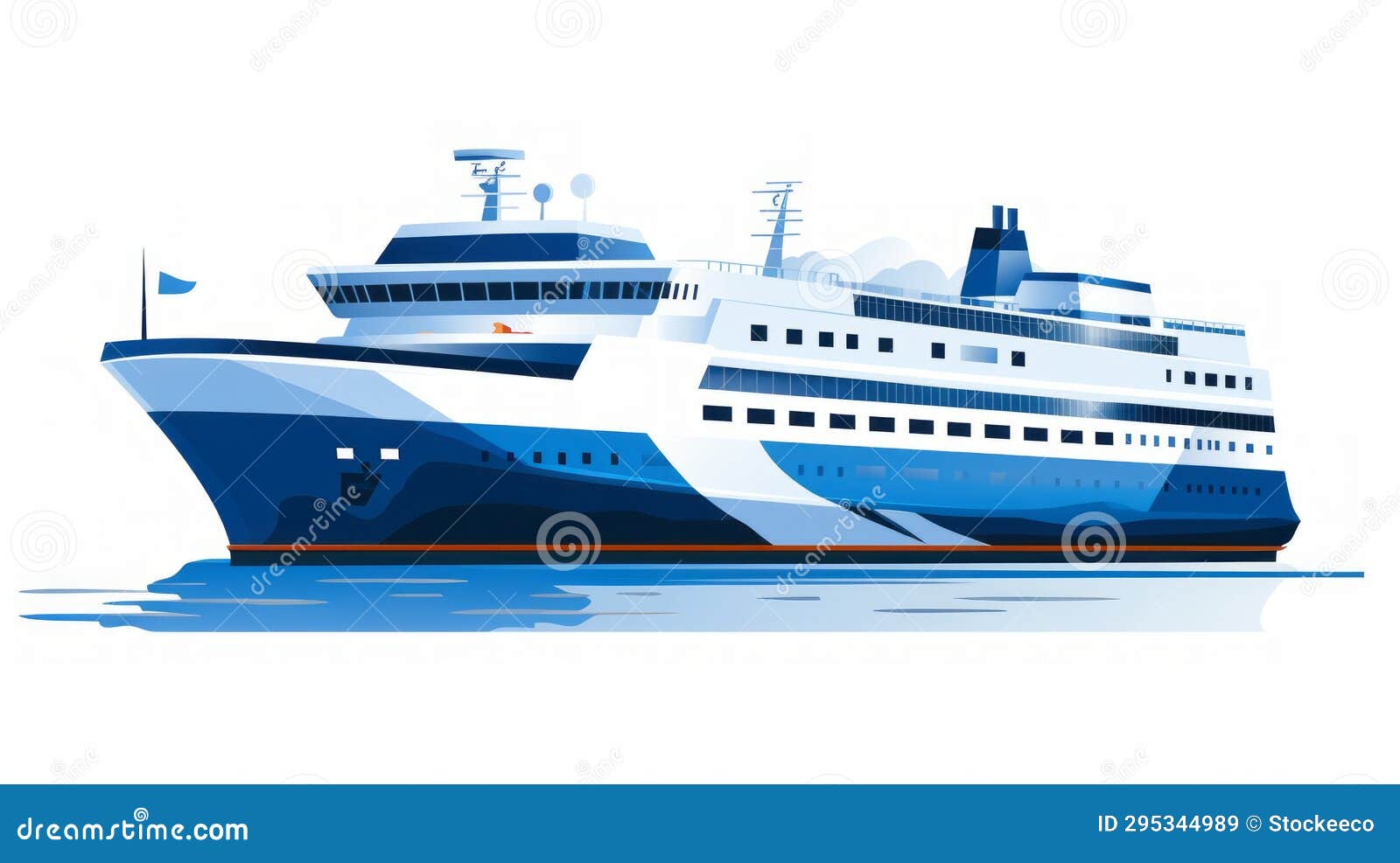Modern Ferry Vector Illustration in Indigo Style Stock Illustration ...