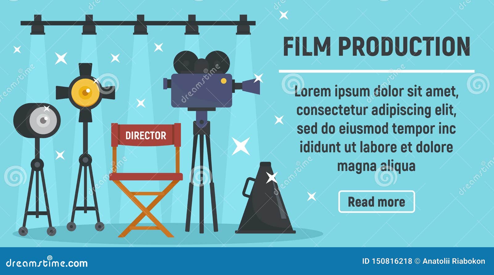 Modern Film Production Concept Banner, Flat Style Stock Vector ...