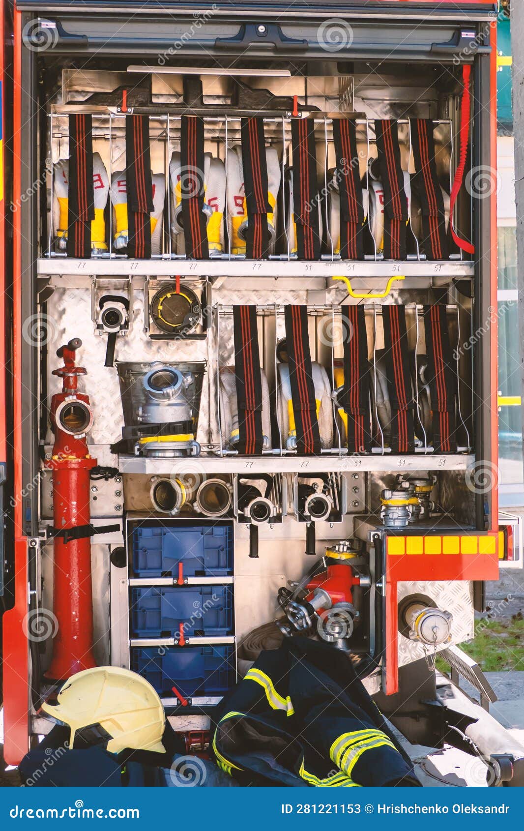 Modern Fire Engine. Side View Stock Image - Image of assembled ...
