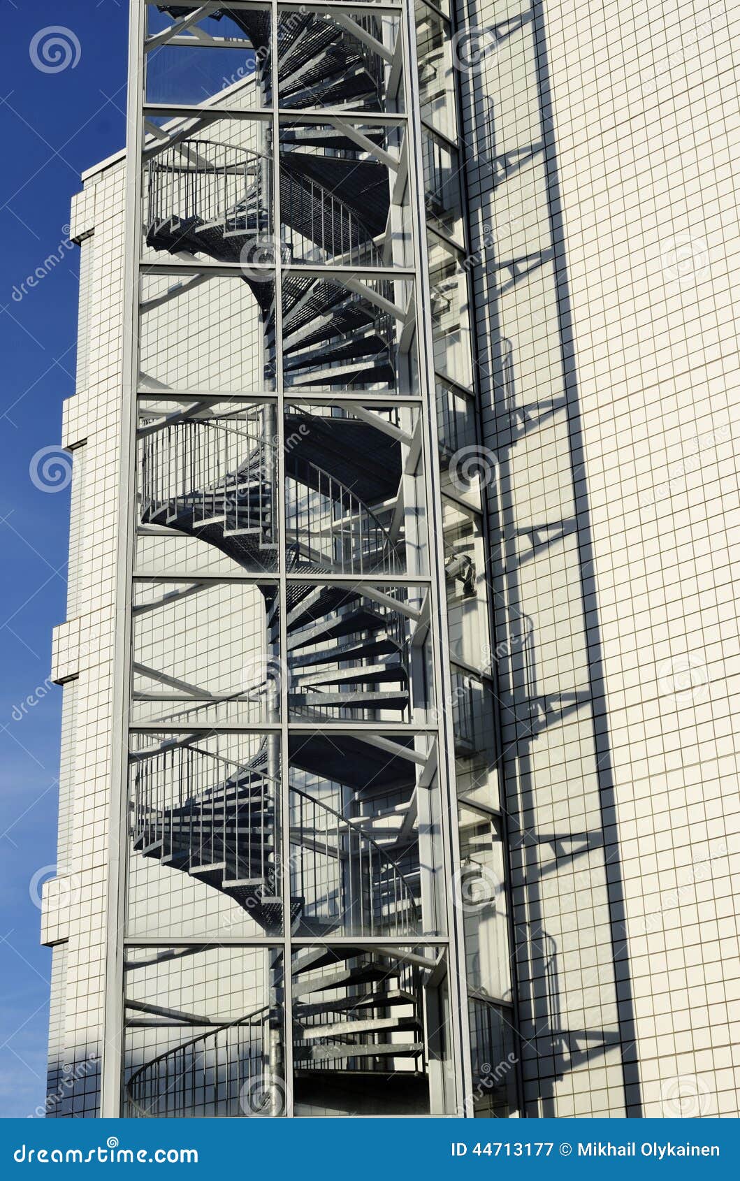 Modern Fire Escape Twisted Sunlit Stock Image - Image of apartment ...