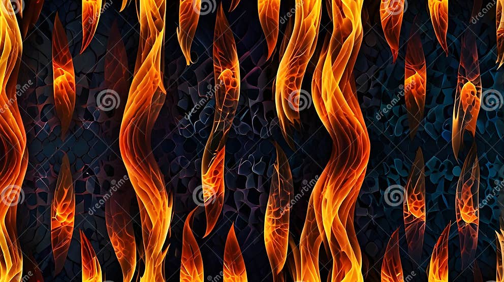 A Modern Fire-inspired Pattern with Geometric Flame Shapes and Glowing ...