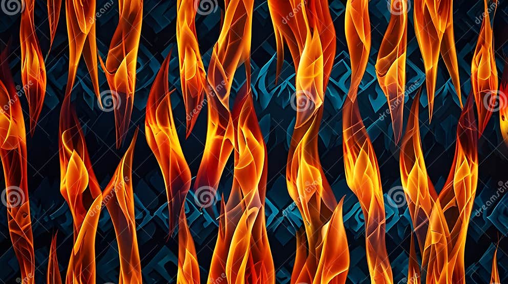 A Modern Fire-inspired Pattern with Geometric Flame Shapes and Glowing ...