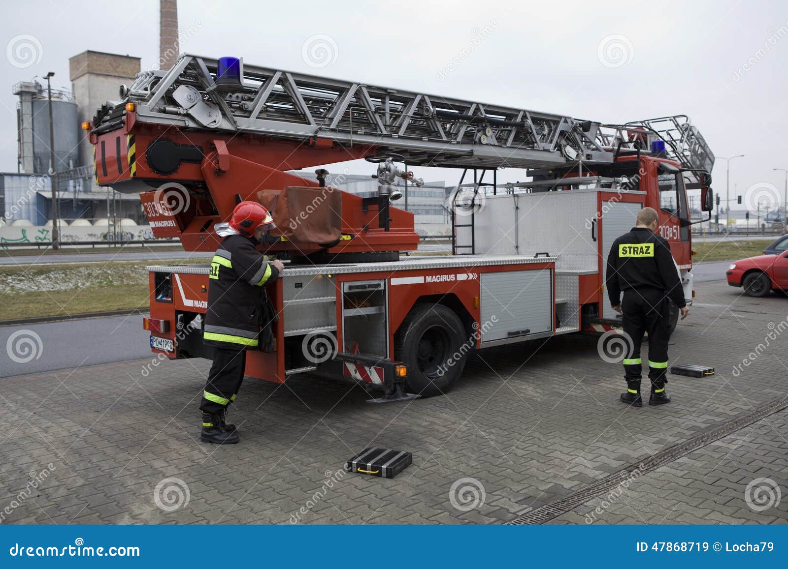 Modern Fire Truck. Fire Truck With Articulated Turntable Ladder ...