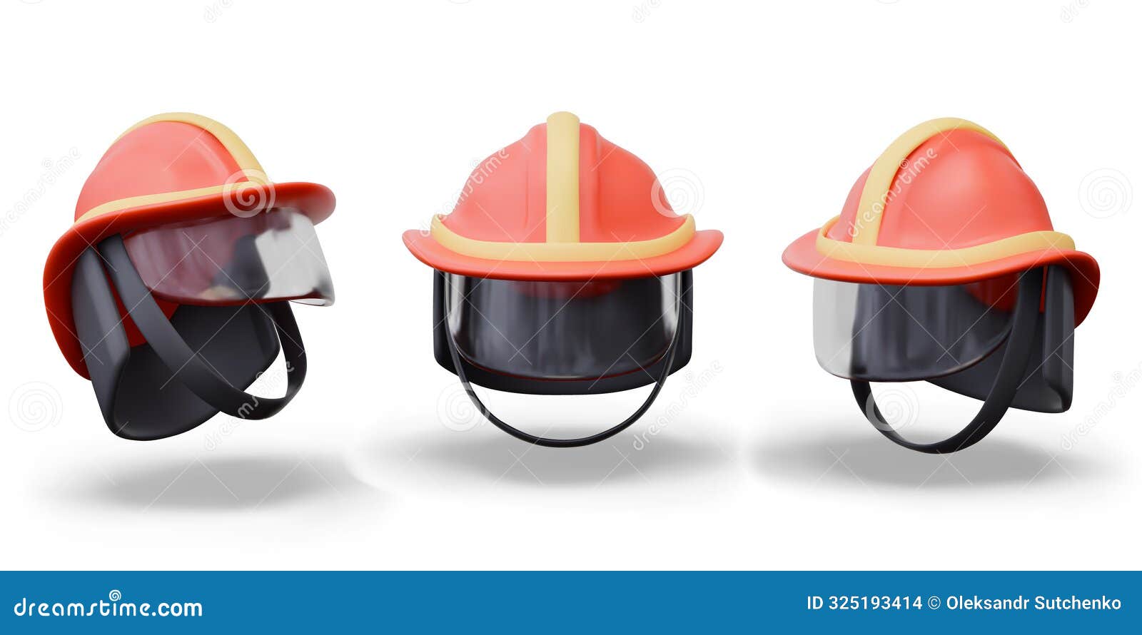 Modern Firefighter Helmet in Different Positions. Accessory To Protect ...