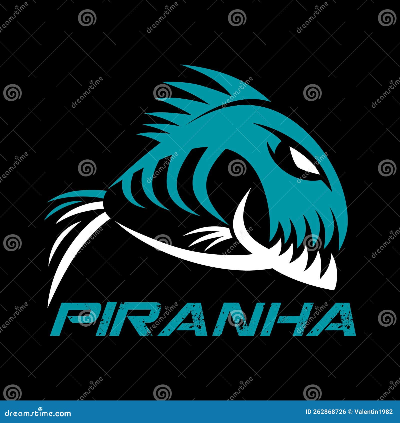 Modern Fish Predator Piranha Logo. Stock Vector - Illustration of ...