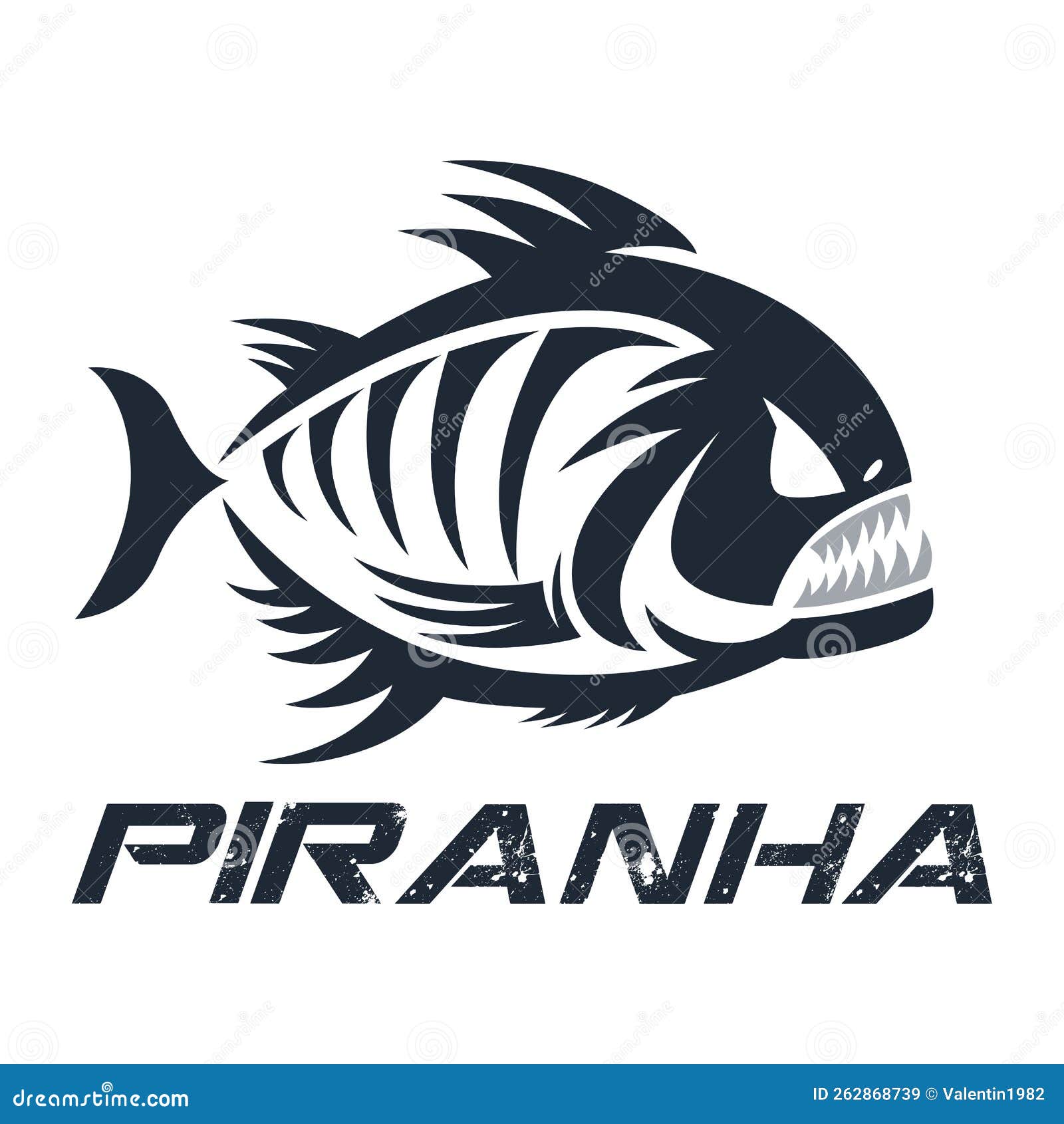 Modern Fish Predator Piranha Logo. Stock Vector - Illustration of black ...