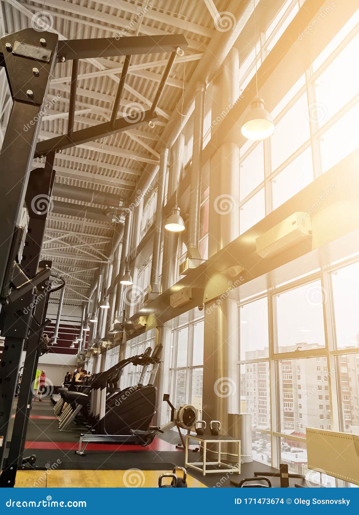 Modern Fitness Center with High Tech Interior Stock Photo - Image of ...