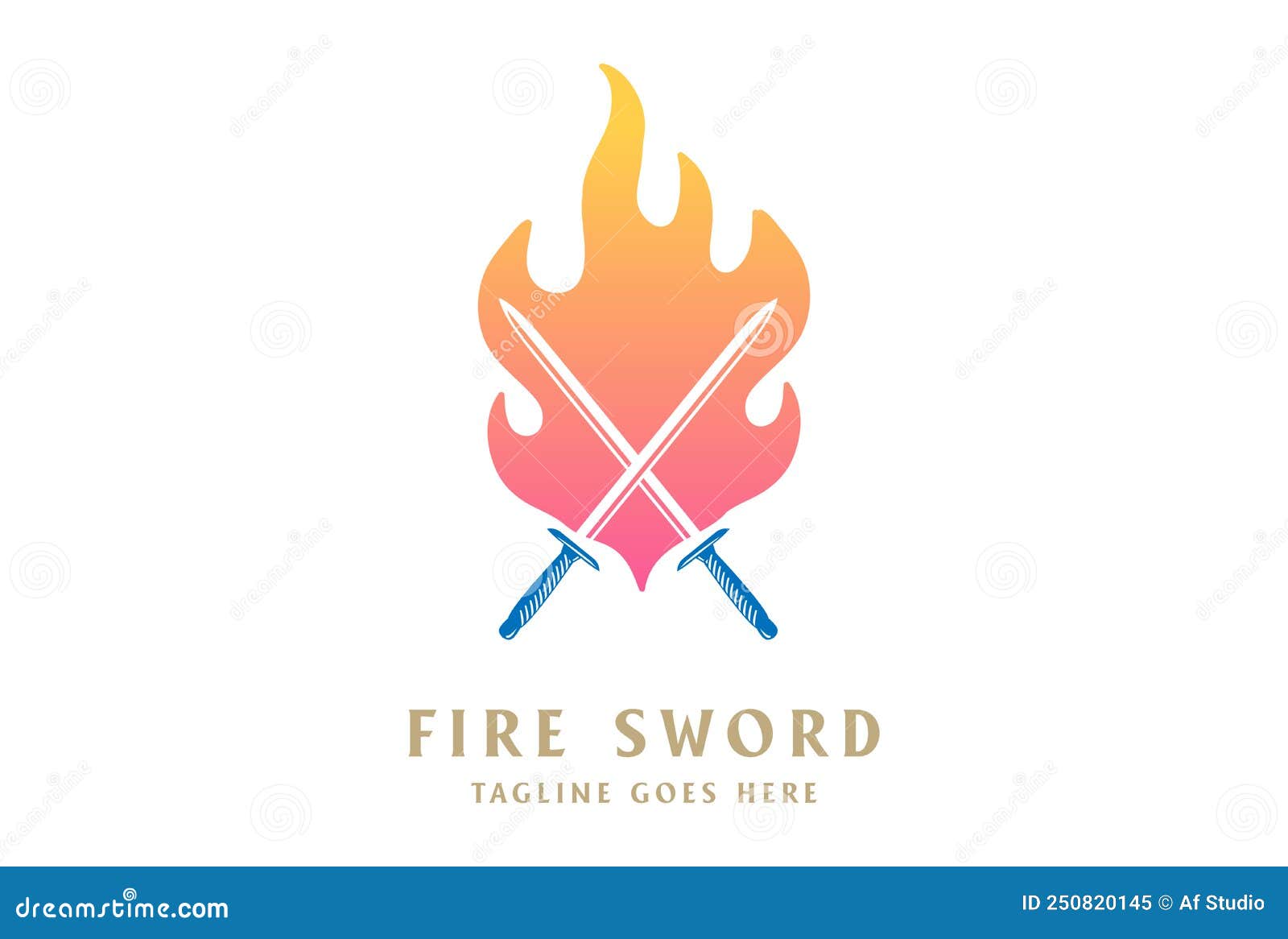 Modern Flame Fire with Sword Blade Weapon Logo Design Vector Stock ...