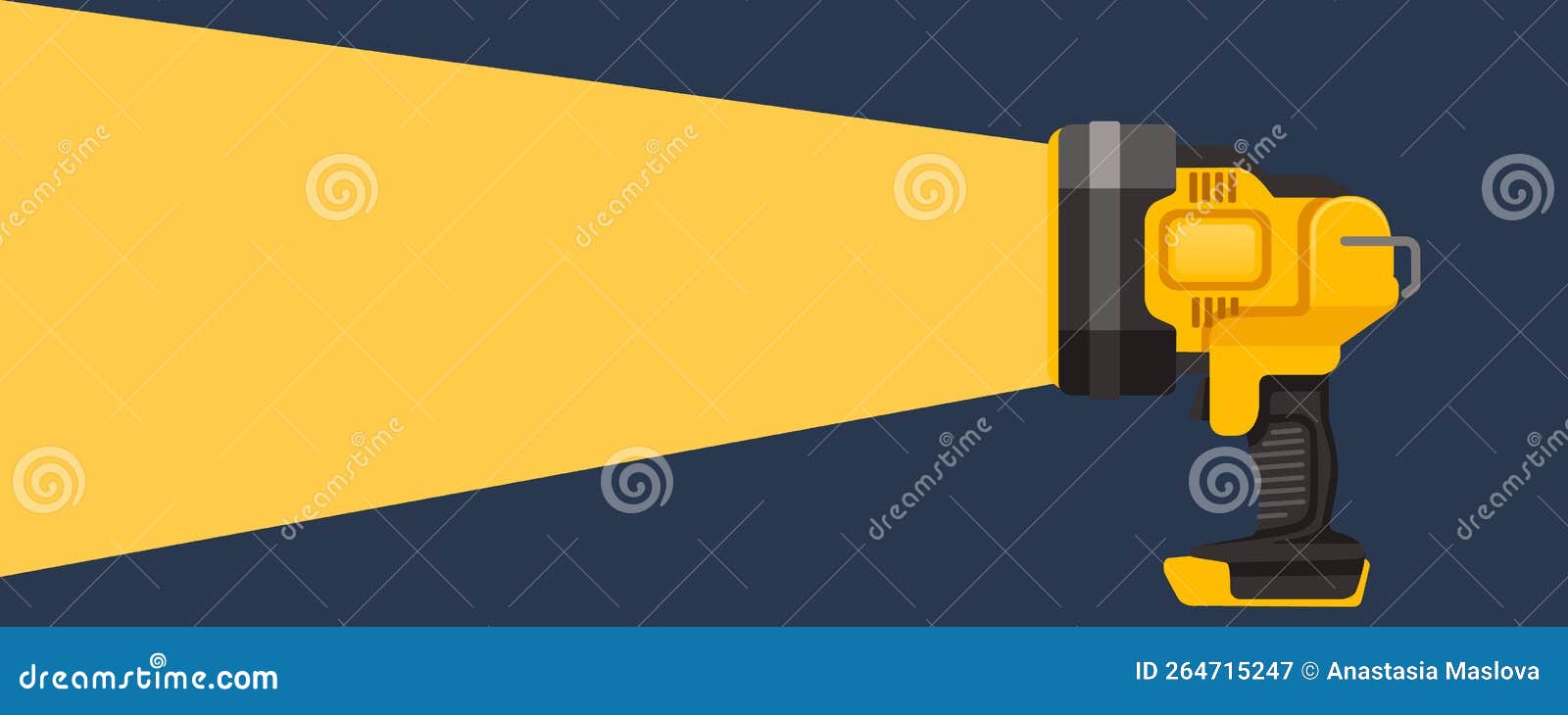 Modern Flashlight Emergency Lamp with Light Beam Vector Illustration on ...