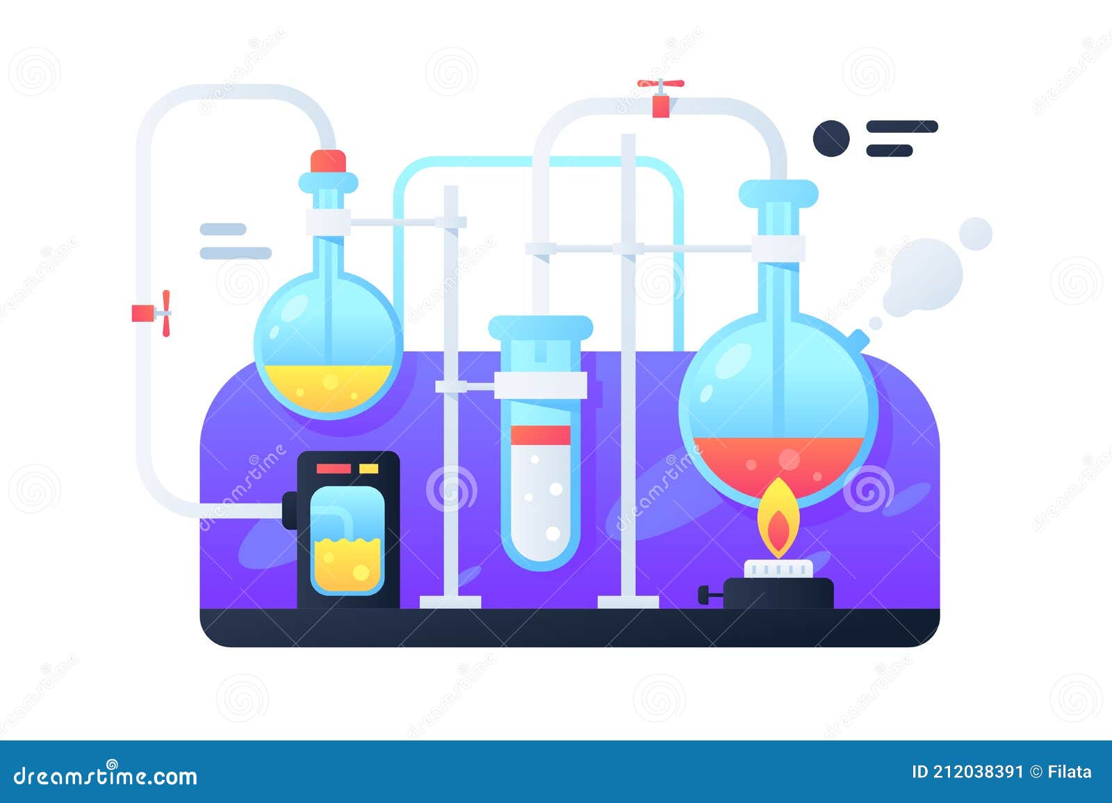 Modern Flasks With Liquid For Chemical Transformations. Cartoon Vector ...