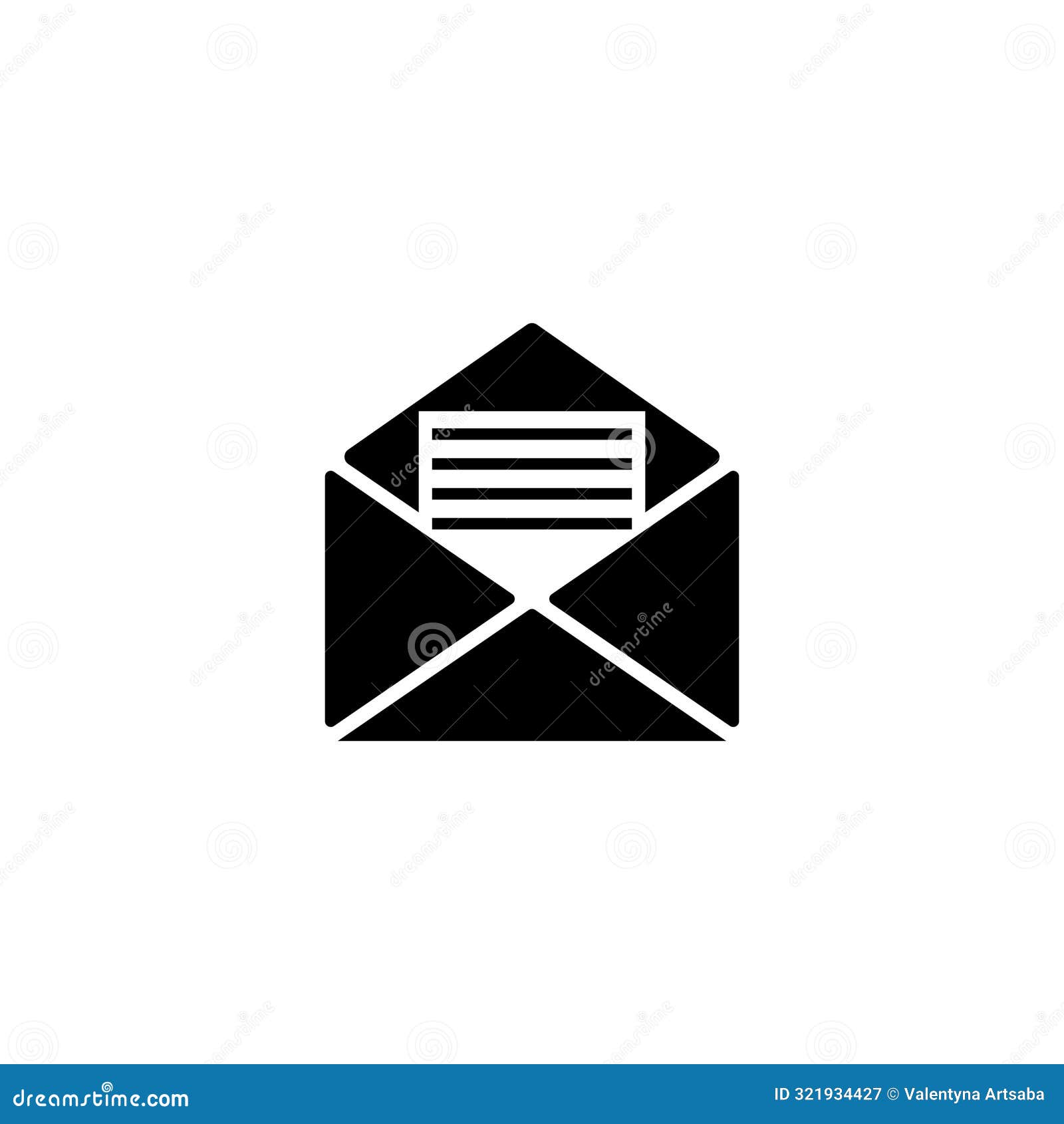 Modern Flat Black Envelope Icon with Letter. Ideal for Web and App ...