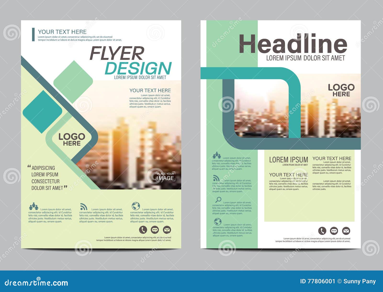 Modern Flat Brochure Layout Design Template. Annual Report Flyer ...