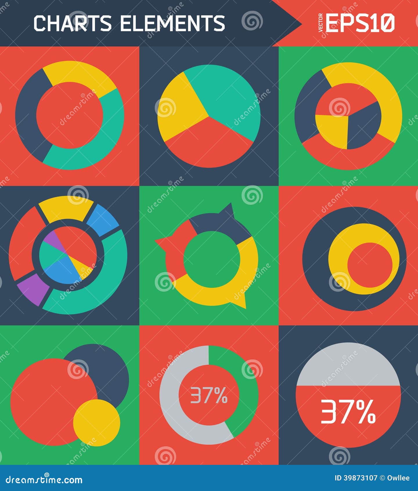 Set Of 28 Flat Charts, Diagrams For Infographic. Vector Illustration ...
