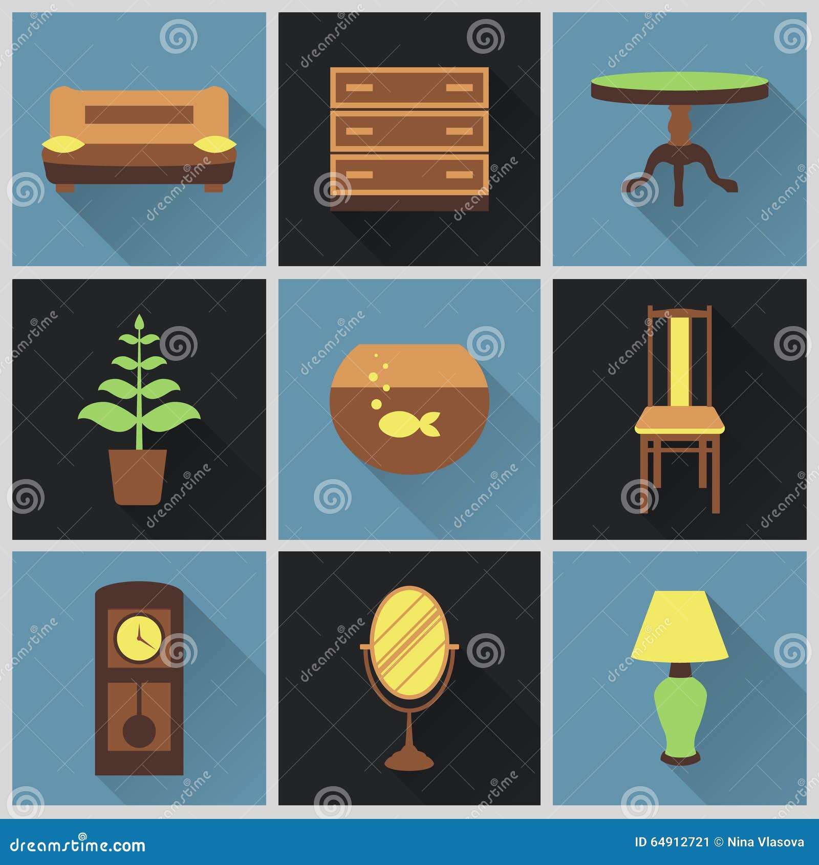 Modern Flat Color Icons Vector Set with Long Shadow Effect. Stock ...