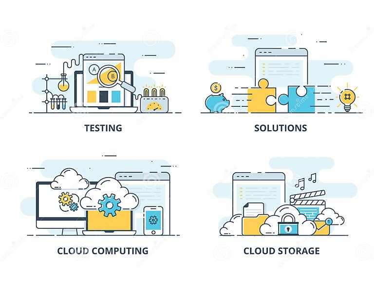 Modern Flat Color Line Designed Concepts Icons for Testing, Solution ...