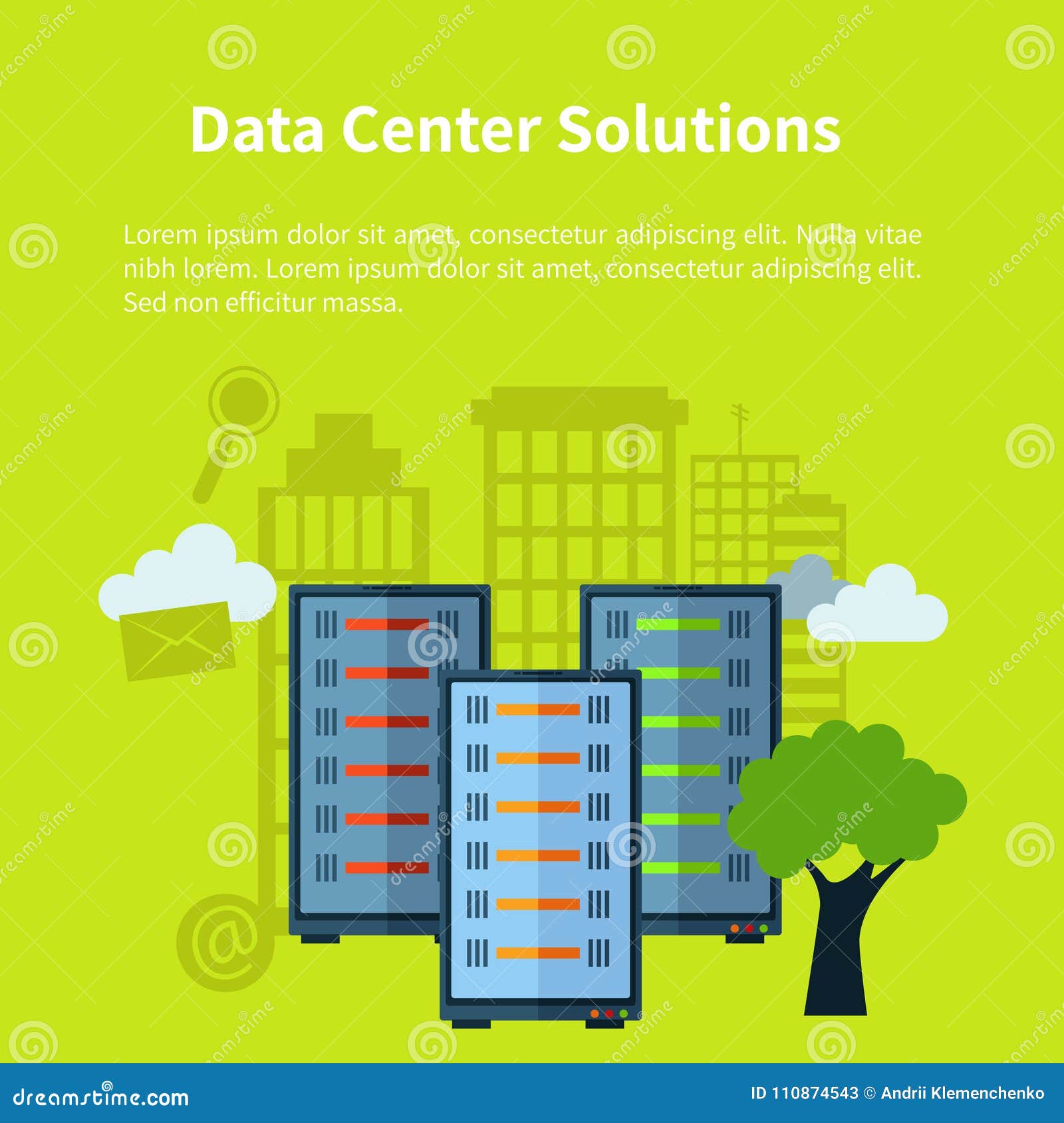 Data Center Solution Banner on a Green Background. Commercial and ...