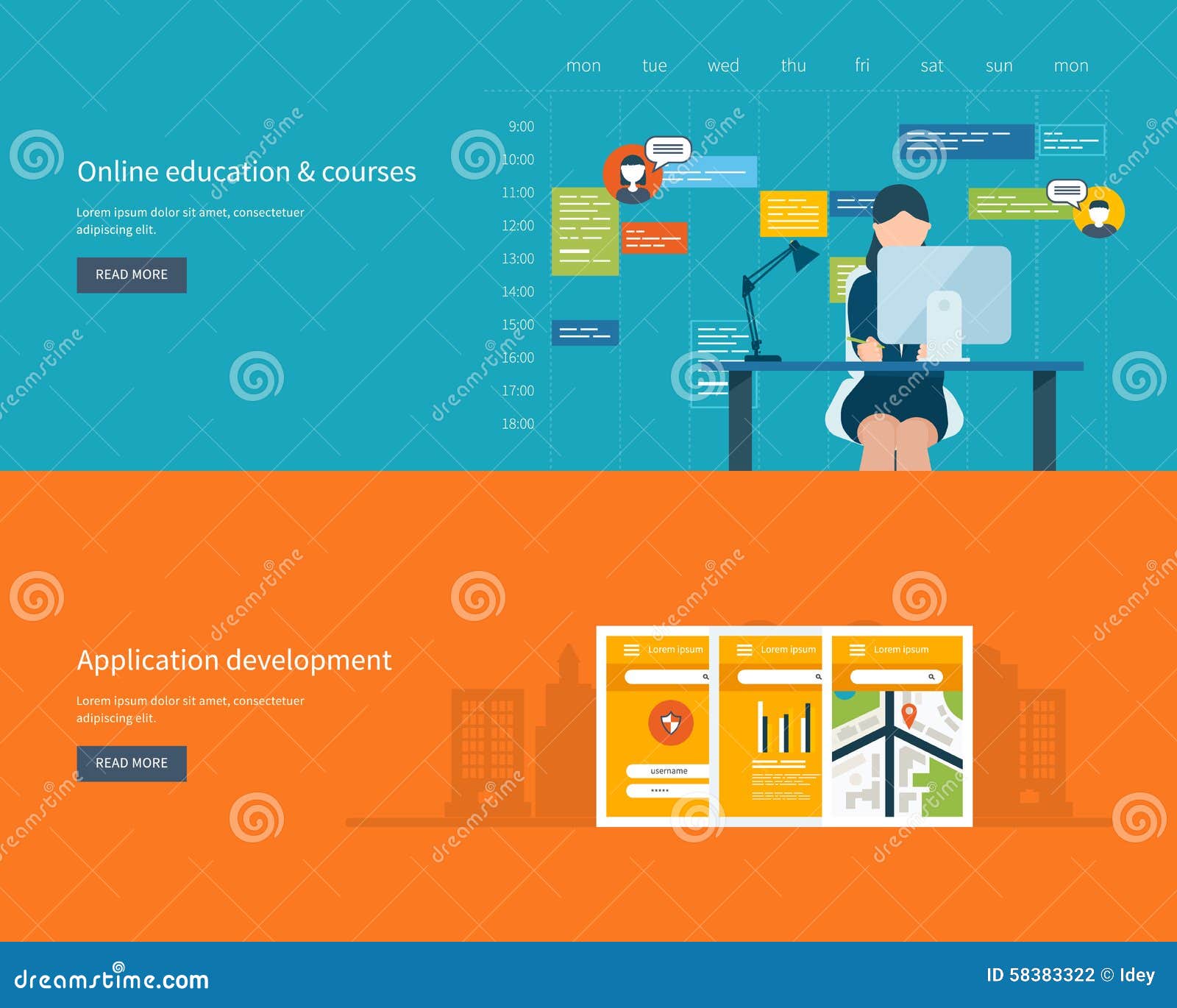 Modern Flat Design Application Development Concept Stock Vector ...