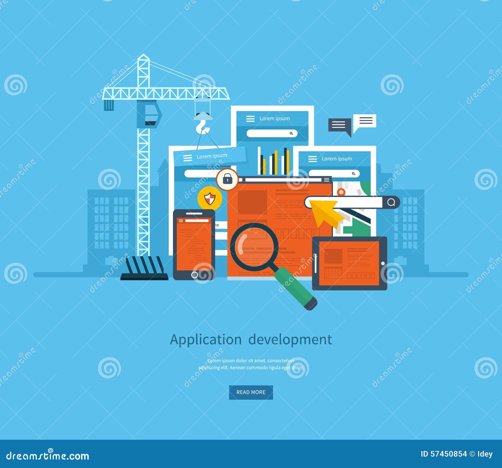 Modern Flat Design Application Development Concept Stock Vector ...