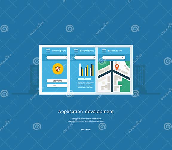 Modern Flat Design Application Development Concept Stock Vector ...