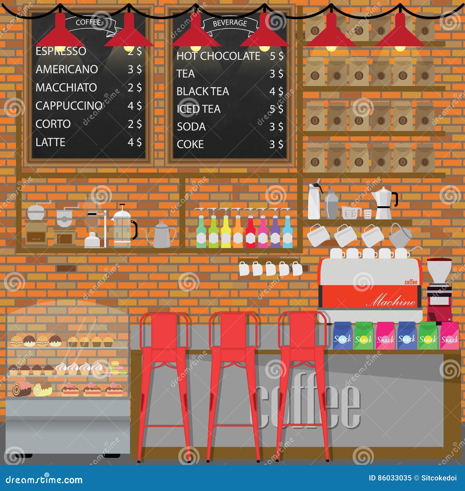 Modern Flat Design Coffee Shop Stock Vector - Illustration of graphic ...