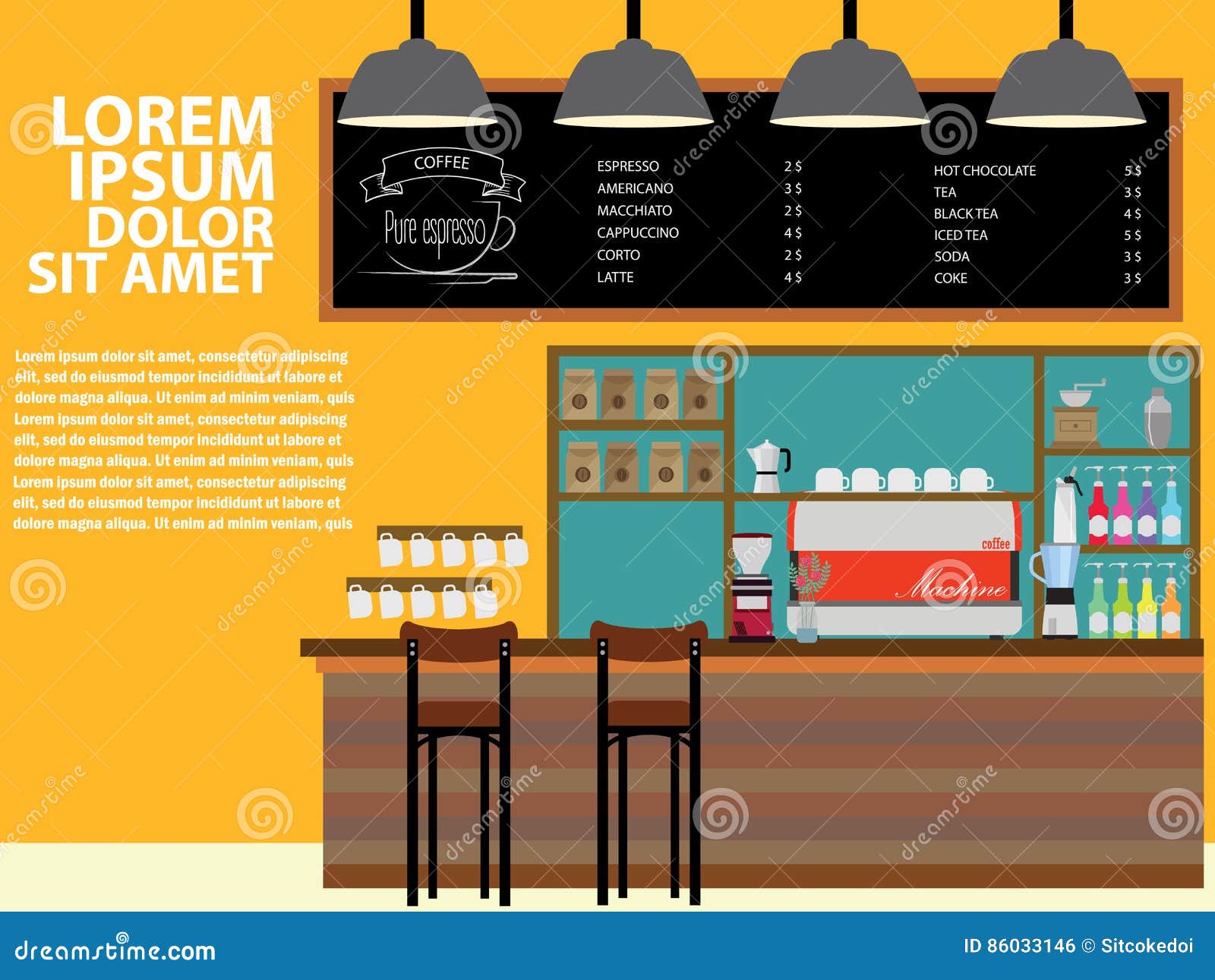 Modern Flat Design Coffee Shop Stock Vector - Illustration of cocktail ...