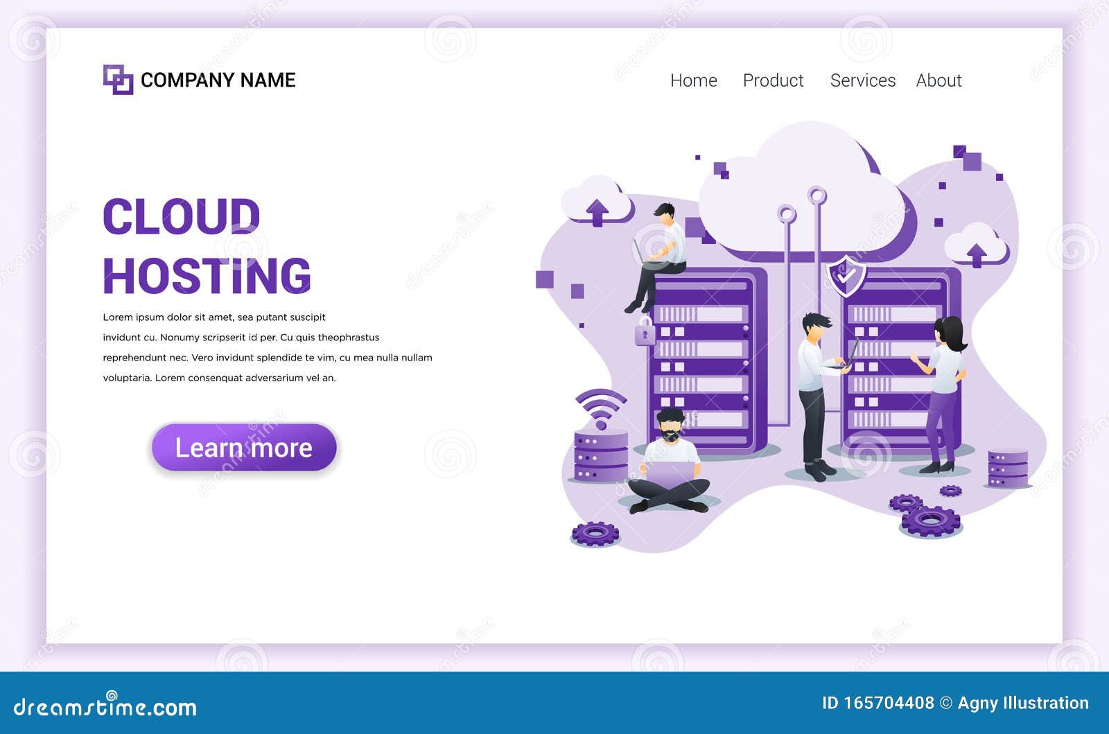 Modern Flat Design Concept of Cloud Hosting Services, Digital Storage ...